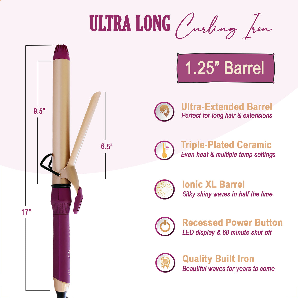 Goddess Iron - XL Digital Curling Iron with Built-in Memory, Multiple ...